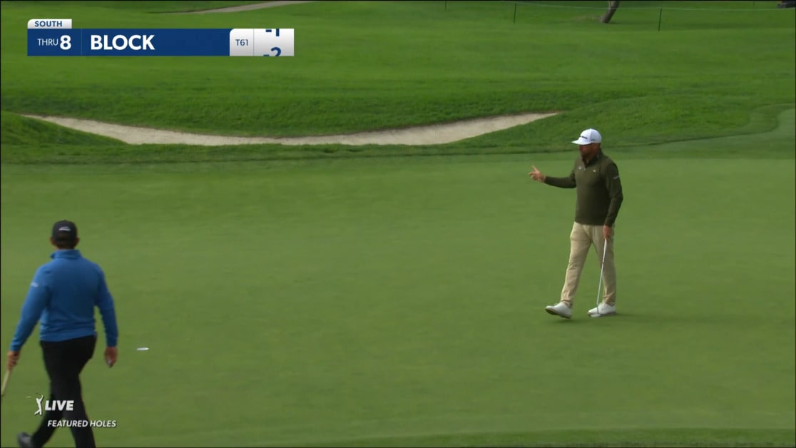 Michael Block makes 15-foot putt for birdie at Farmers