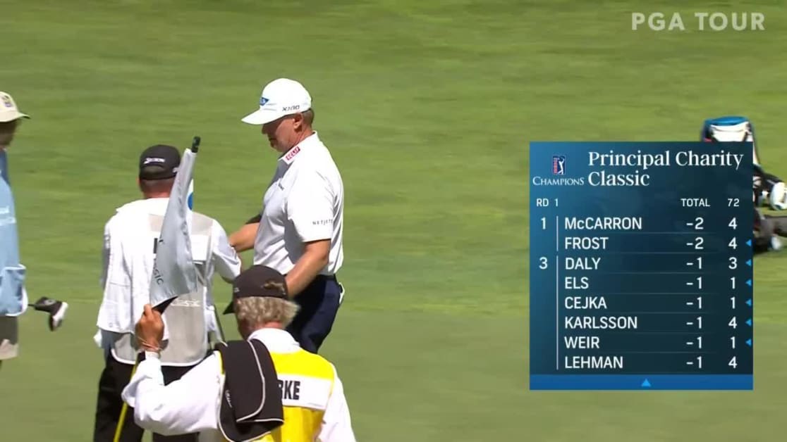 Ernie Els dials in approach to set up birdie at Principal