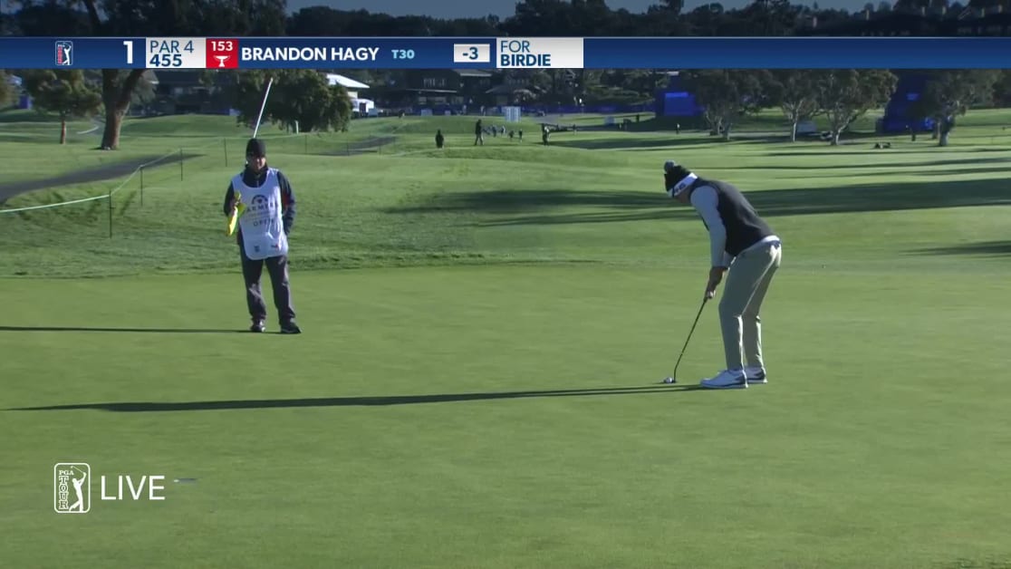 Brandon Hagy drains birdie putt at Farmers