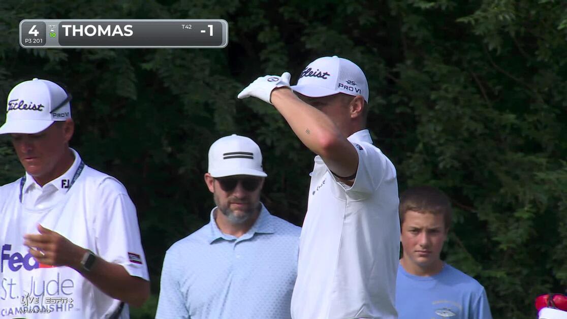 Justin Thomas takes aim at pin on No. 4 at FedEx St. Jude