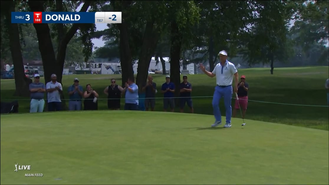 Luke Donald sends in 32-footer from fringe at Rocket Mortgage