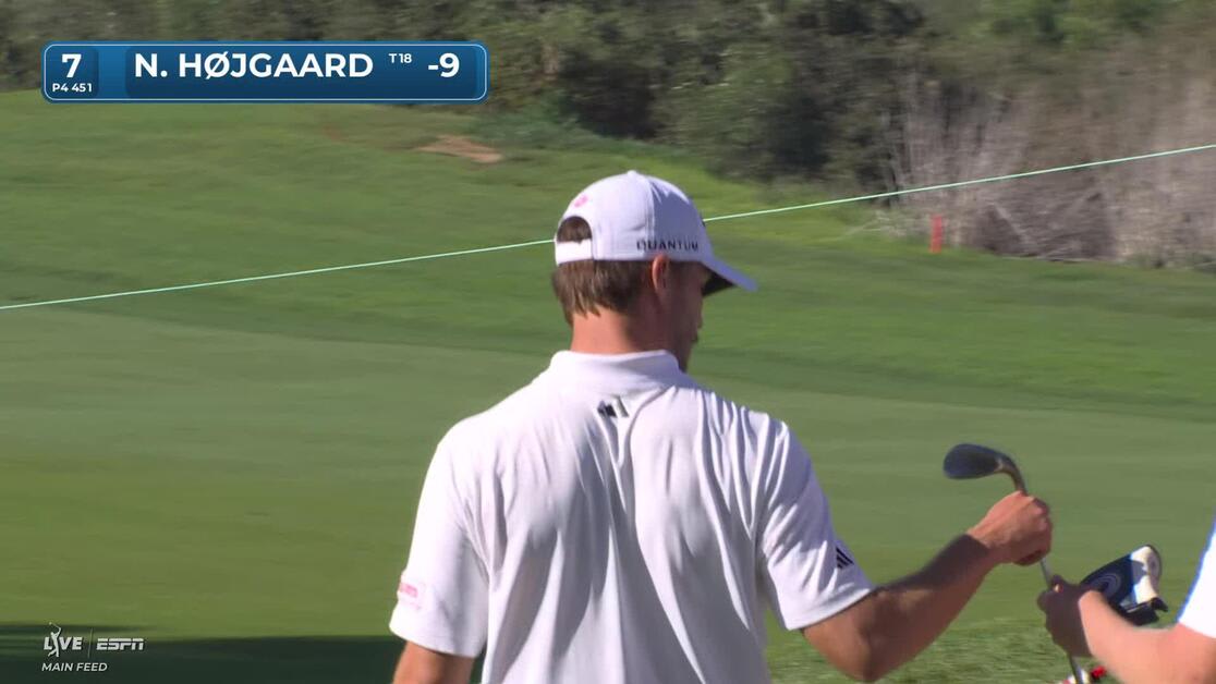 Nicolai Højgaard hits 147-yard approach to 12 feet, sets up birdie at ...