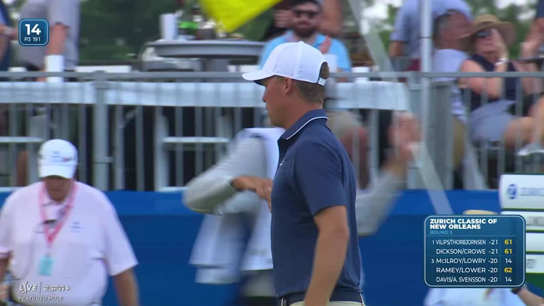 Nick Hardy makes birdie on No. 14 at Zurich Classic
