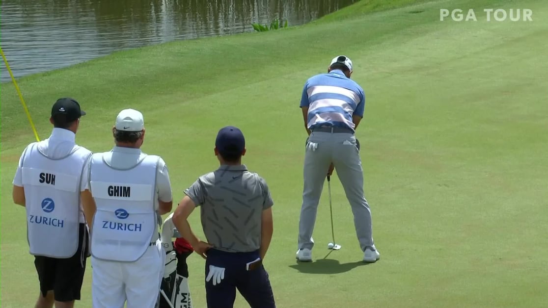 Justin Suh birdies No. 18 at Zurich Classic