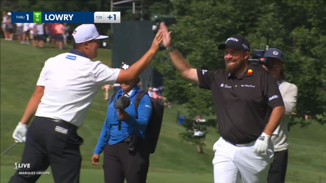 Shane Lowry holes out from 194 yards for eagle at the Memorial