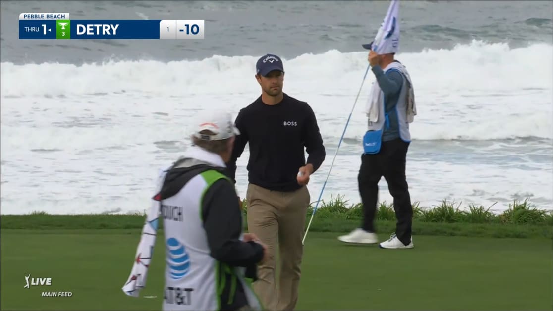 Thomas Detry makes birdie after approach from 165 yards at AT&T Pebble ...
