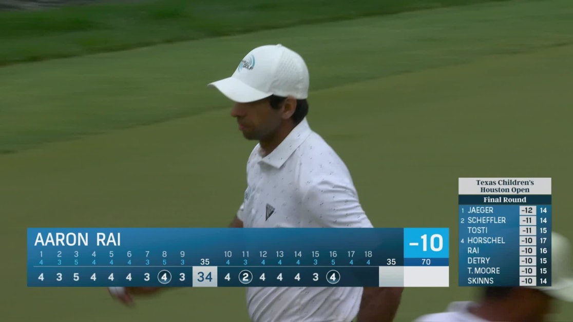 Aaron Rai makes birdie putt at Houston Open