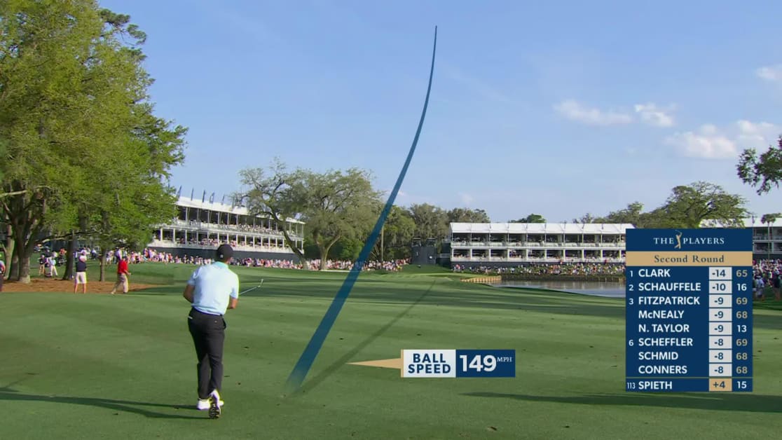 Jordan Spieth reaches in two to set up birdie at THE PLAYERS
