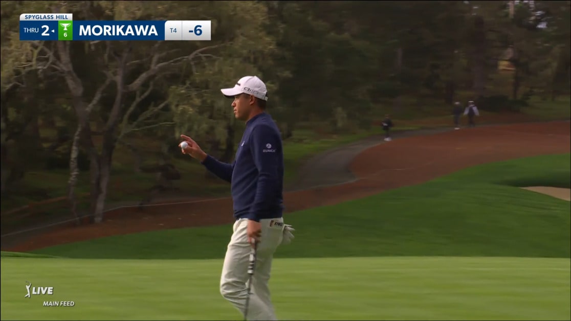 Collin Morikawa with a clever up-and-down for birdie at the AT&T Pebble Beach