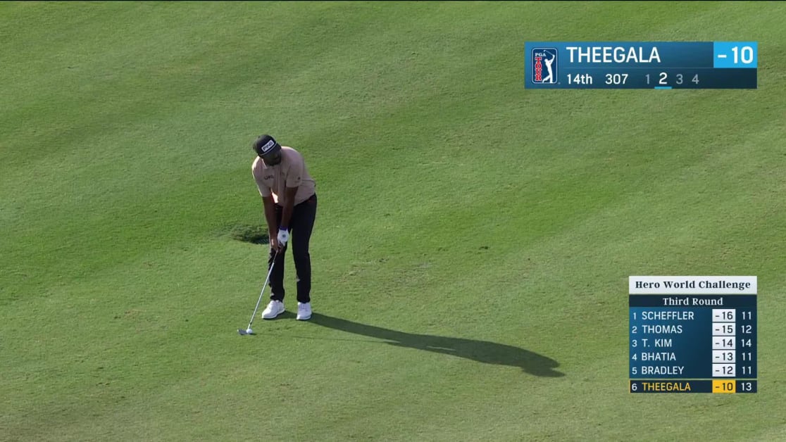 Sahith Theegala makes birdie at Hero World Challenge