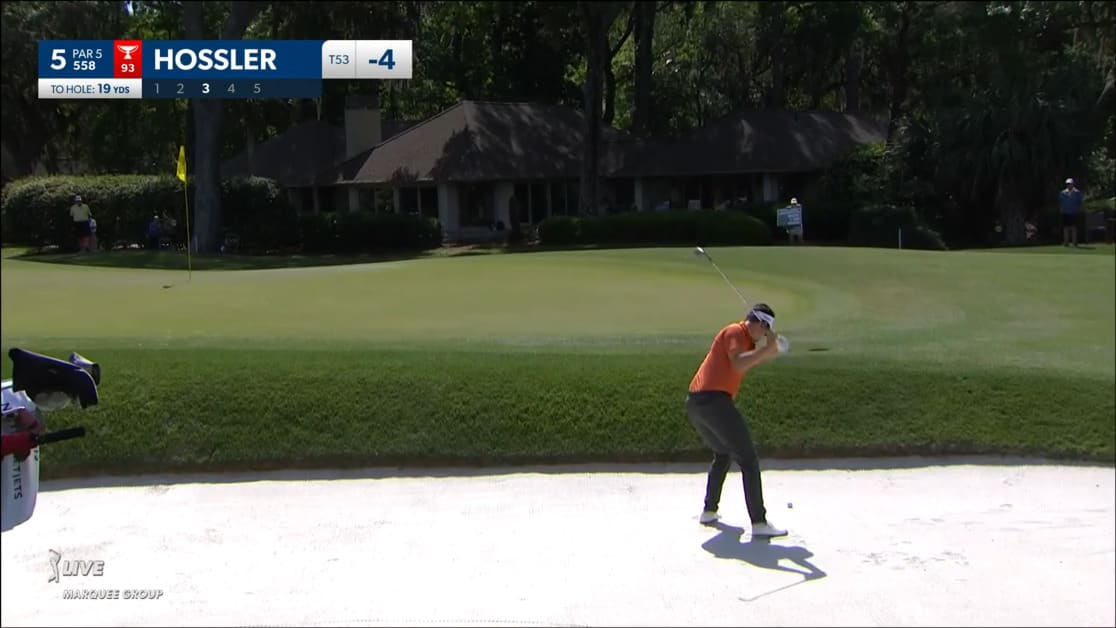 Beau Hossler holes 50-foot bunker shot for eagle at RBC Heritage