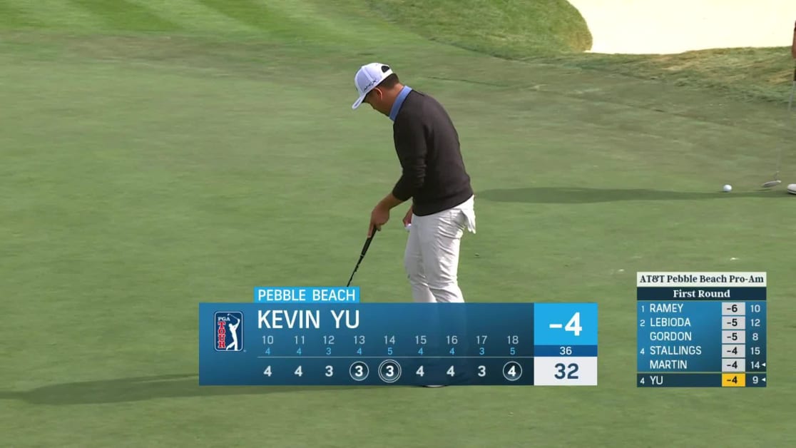 Kevin Yu makes birdie on No. 18 at AT&T Pebble Beach