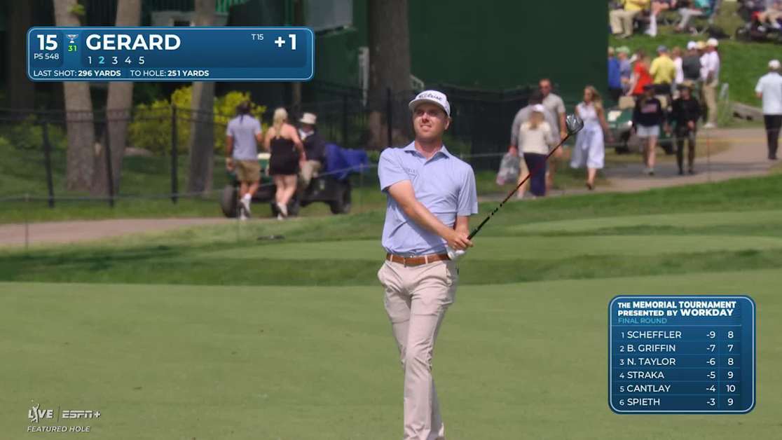 Ryan Gerard makes birdie on No. 15 at the Memorial
