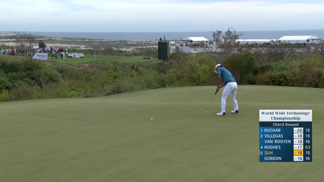 Justin Suh uses the slope to set up birdie at World Wide Technology