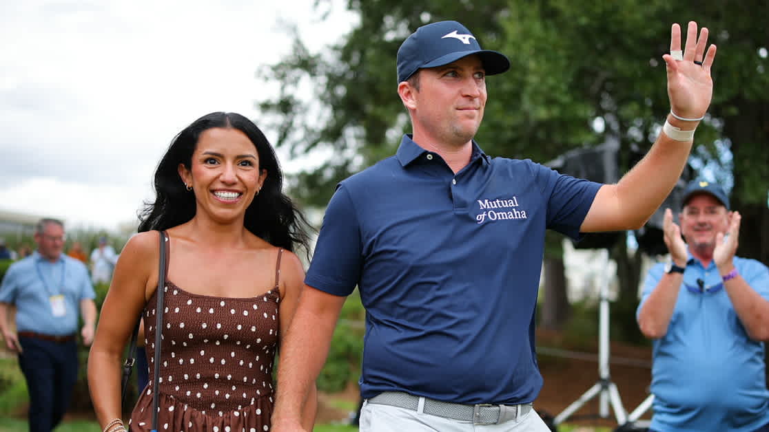 Steven Fisk mic'd up with wife Edith after winning Sanderson Farms