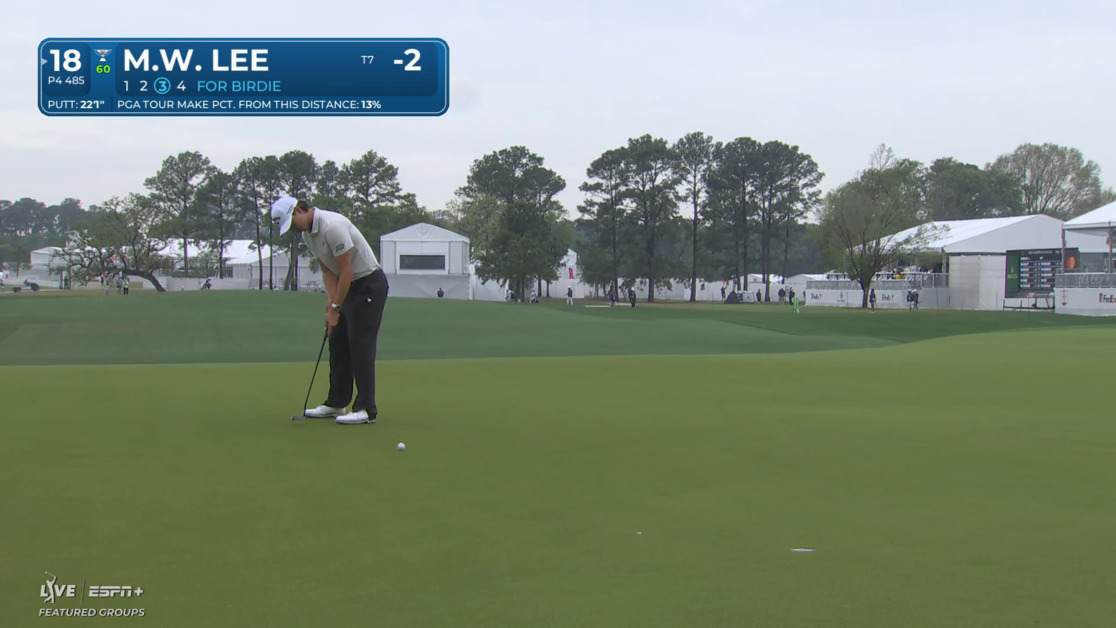 Min Woo Lee sinks 22-footer for birdie at Houston Open