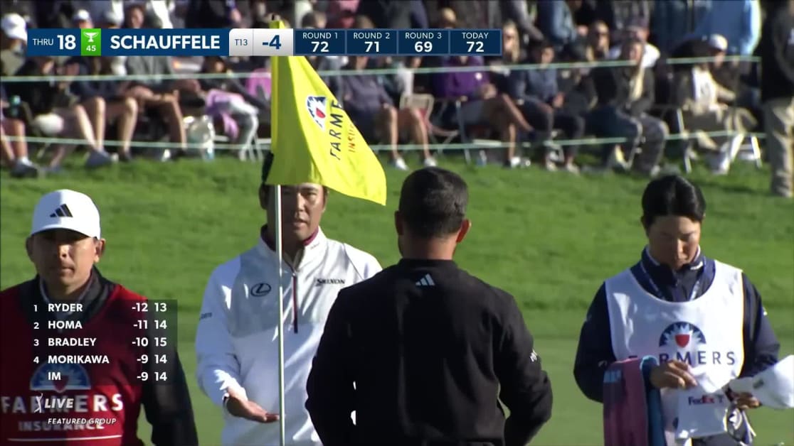 Xander Schauffele makes birdie on No. 18 at Farmers