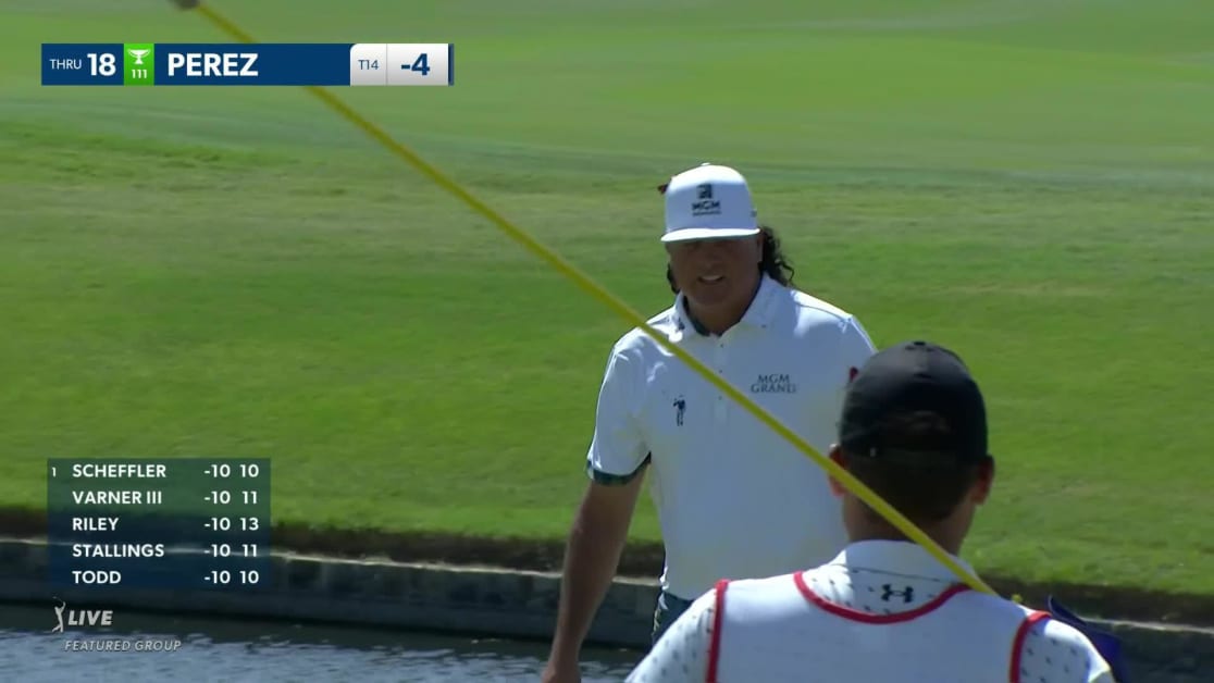 Pat Perez sinks a 21-foot birdie putt at Charles Schwab