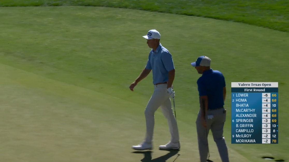 Sam Stevens chips in to save par at Valero