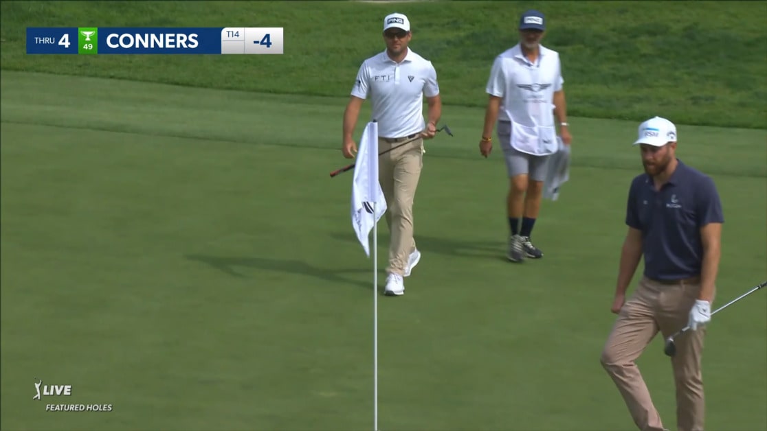 Corey Conners sinks birdie from 50 feet on No. 4 at Genesis