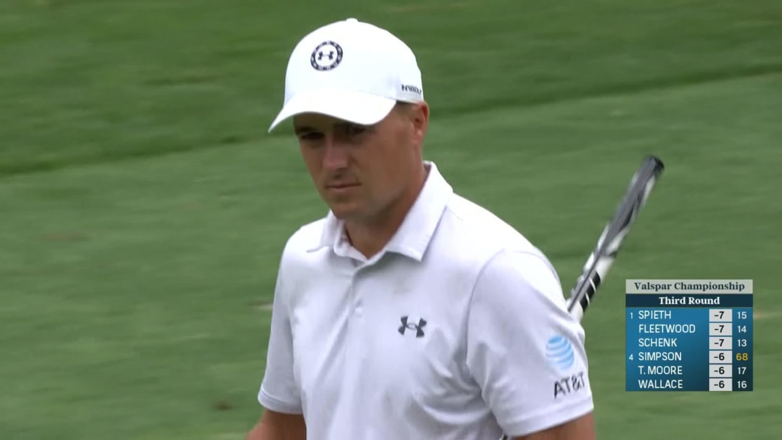 Jordan Spieth gets a nice bounce to set up birdie at Valspar