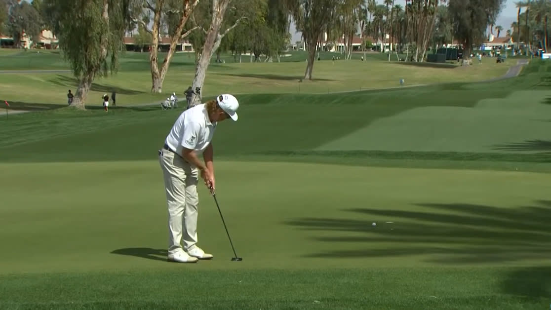 Miguel Angel Jiménez rolls in birdie putt at Galleri Classic