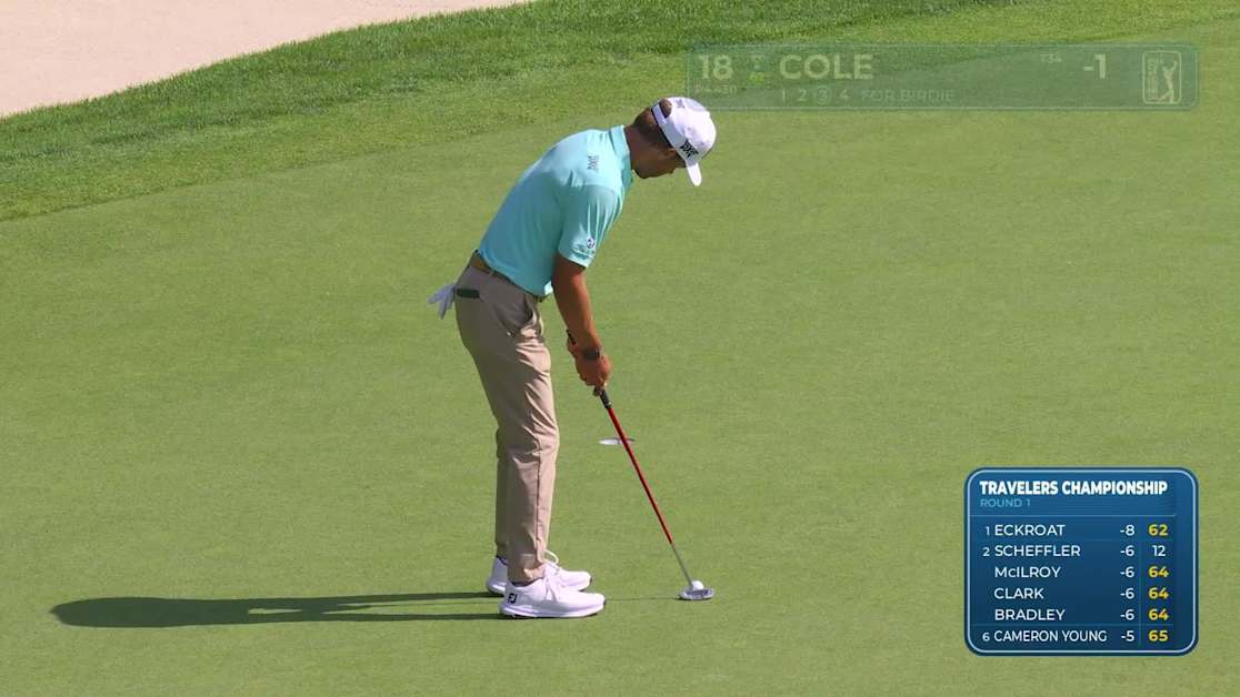 Eric Cole makes birdie on No. 18 at Travelers
