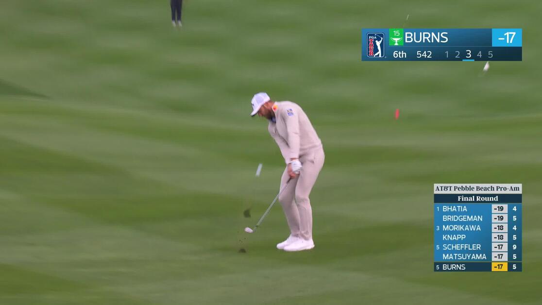 Sam Burns rolls in 6-foot birdie putt on No. 6 at AT&T Pebble Beach