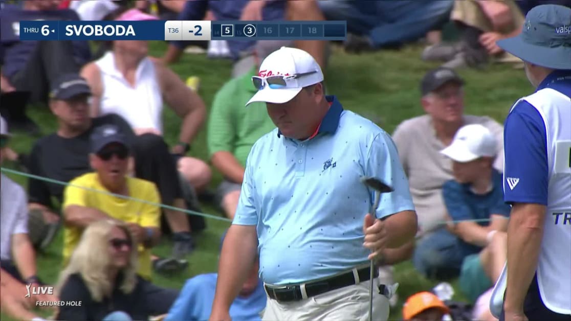Andrew Svoboda makes birdie on No. 15 at Travelers