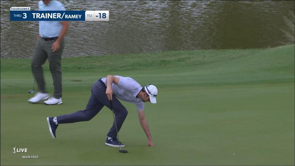 Martin Trainer holes birdie putt from fringe at Zurich Classic