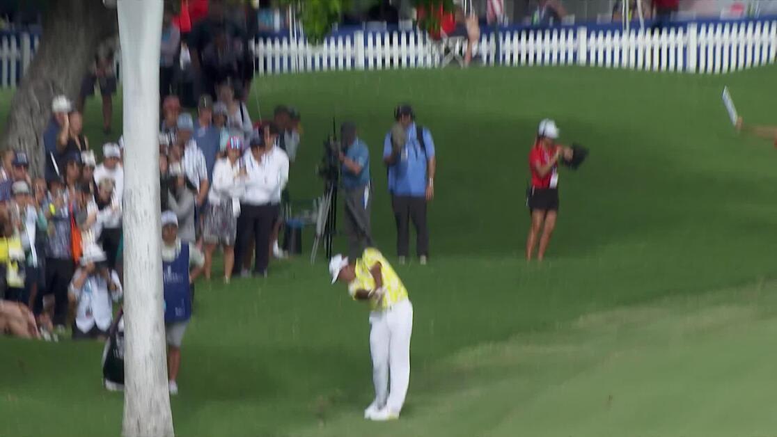 Hideki Matsuyama hits 175-yard rough shot to 9 feet, birdies No. 18 at ...