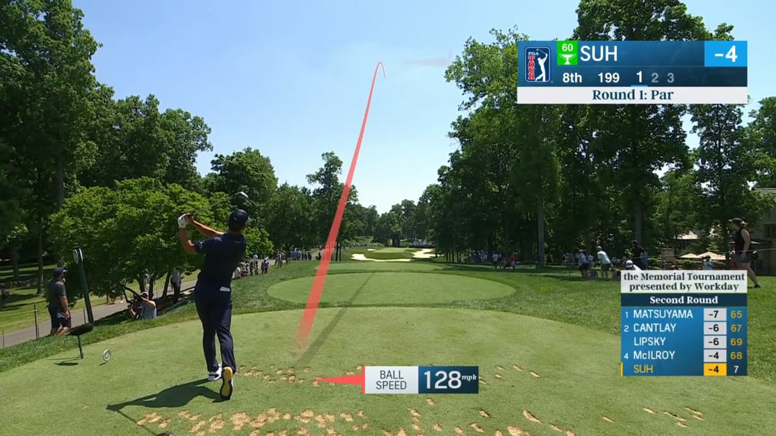 Justin Suh goes flag hunting to set up birdie at the Memorial