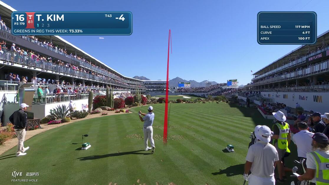 Tom Kim sinks 21-foot birdie putt on No. 16 at WM Phoenix Open
