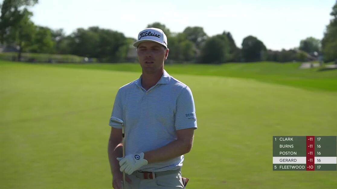 Ryan Gerard sinks 37-foot birdie putt on No. 17 at the Memorial