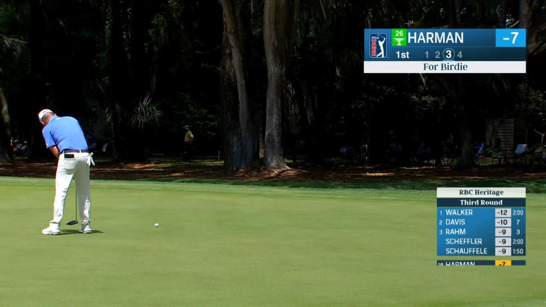 Brian Harman holes 15-footer for birdie at RBC Heritage