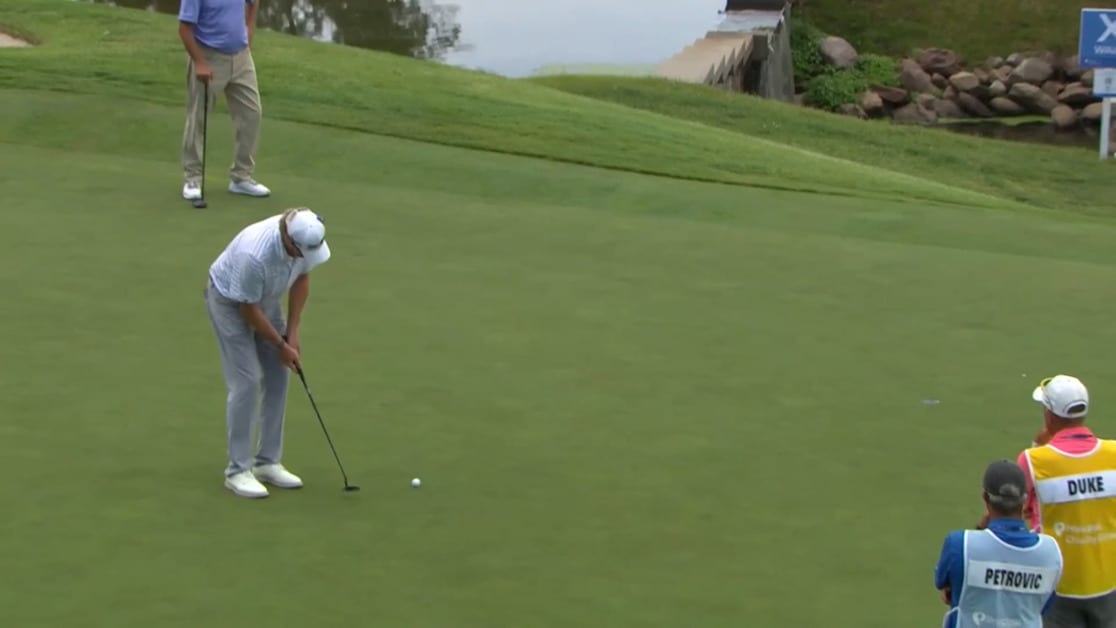 Tim Petrovic sinks putt for birdie at Principal Charity Classic