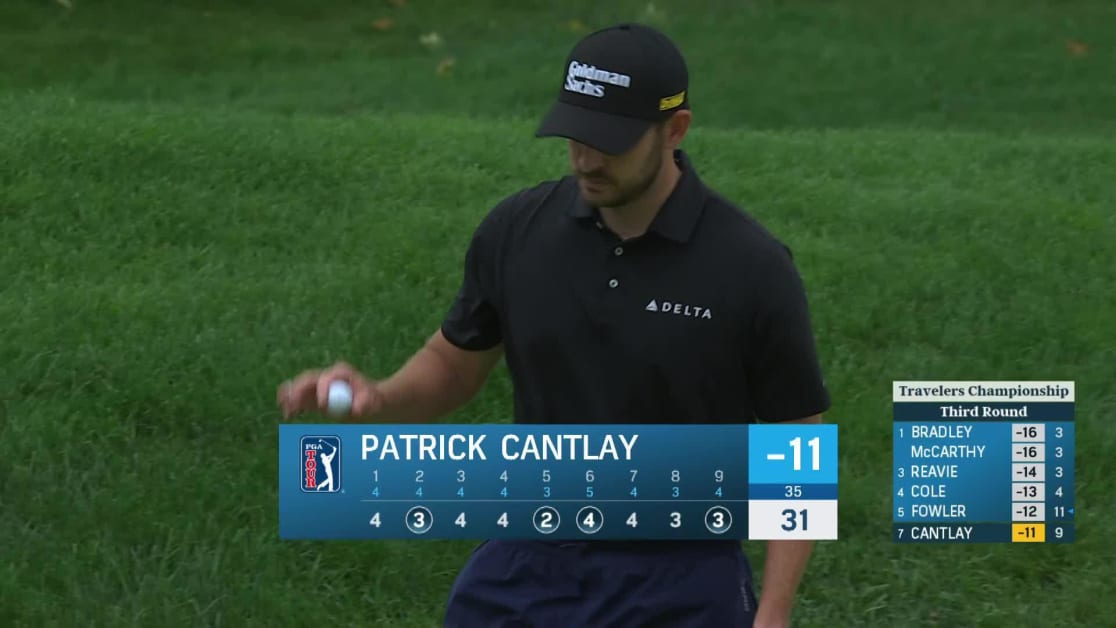 Patrick Cantlay hits wedge close and birdies at Travelers