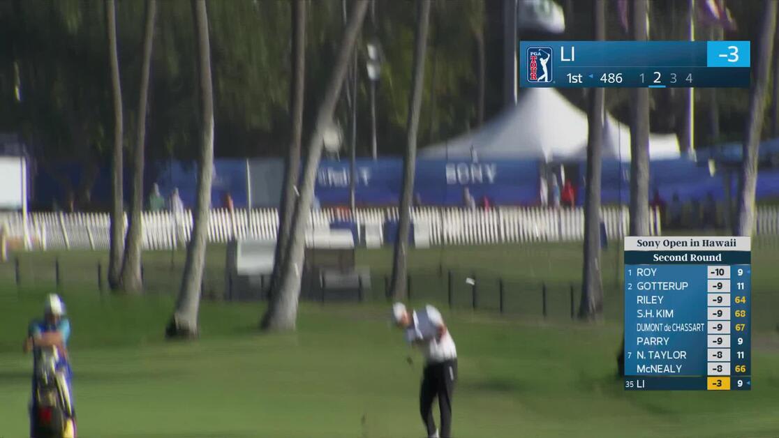Haotong Li hits 141-yard approach to 5 feet, sets up birdie on No. 1 at ...