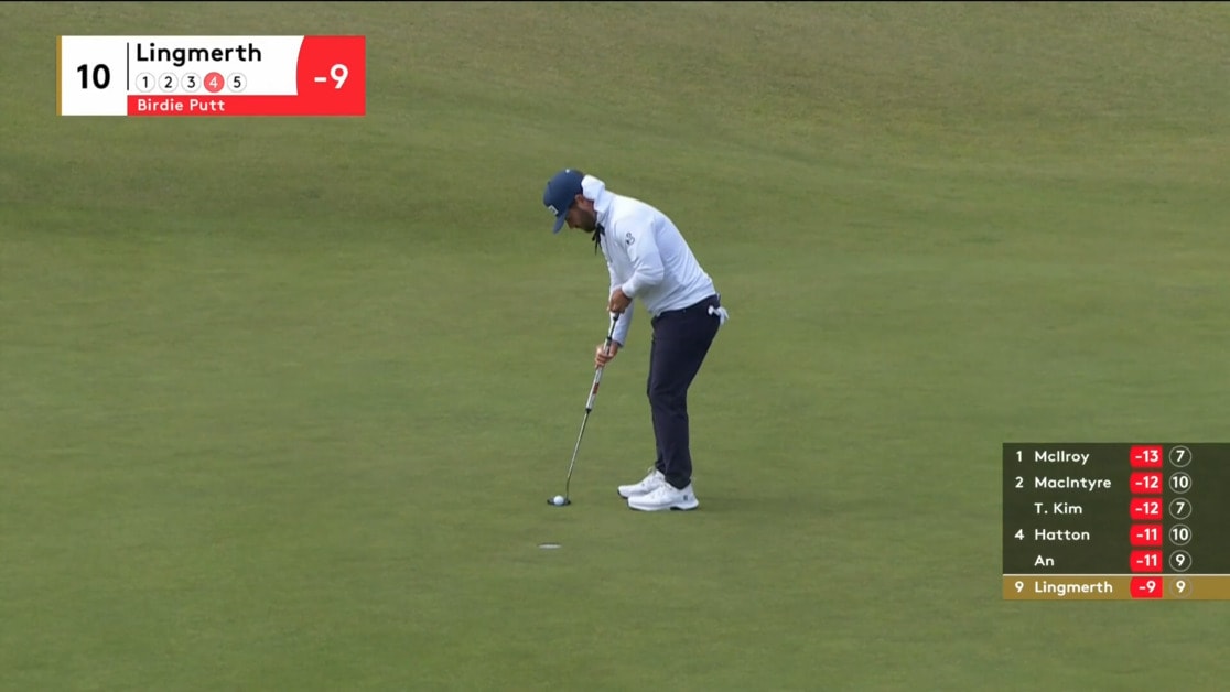 David Lingmerth rolls in a 3-foot birdie putt at Genesis Scottish Open