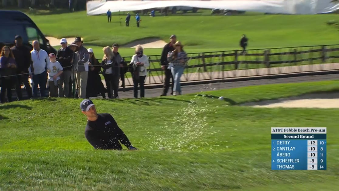 Thomas Detry gets up-and-down from greenside bunker at AT&T Pebble Beach
