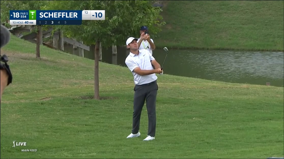 Scottie Scheffler's chip out of deep rough sets up birdie at AT&T Byron ...