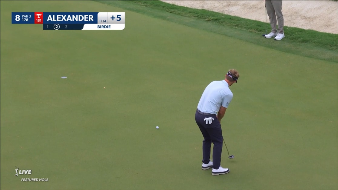 Tyson Alexander pours in 19-footer for birdie at Charles Schwab