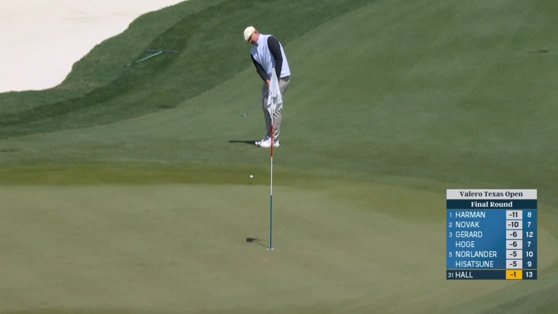 Harry Hall chips in for birdie at Valero