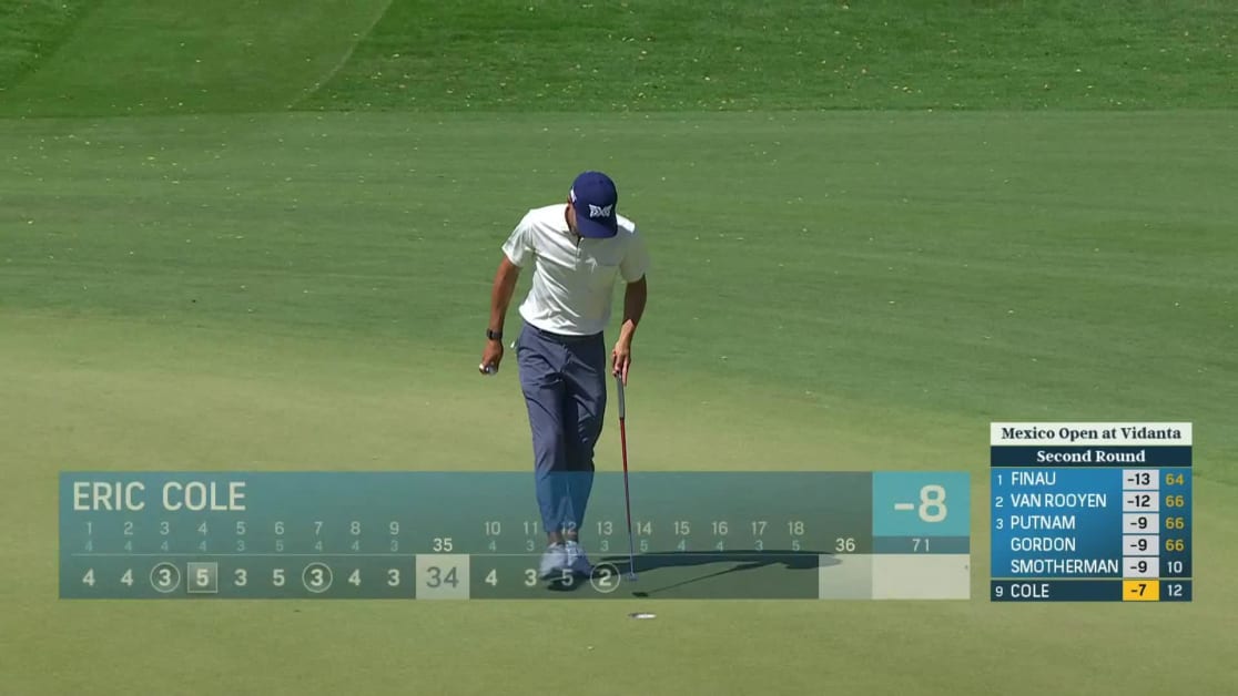 Eric Cole sinks 13-foot birdie on No. 13 at Mexico Open
