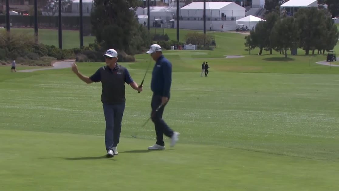 Miguel Angel Jiménez makes birdie putt on No. 7 at Hoag Classic