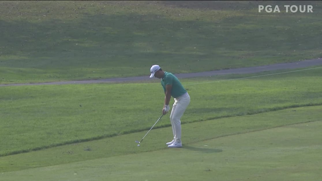 Xinjun Zhang holes out for eagle at Safeway Open