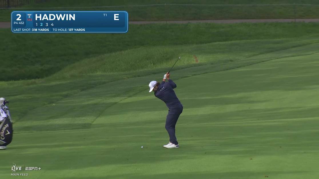 Adam Hadwin makes birdie on No. 2 at the Memorial