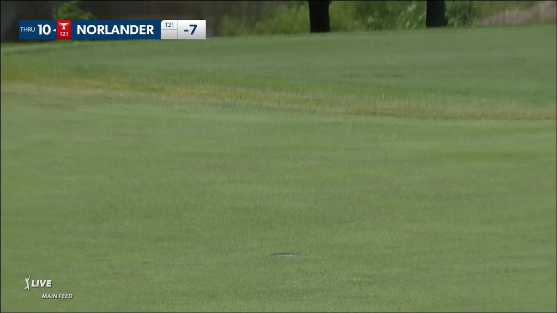 Henrik Norlander sinks a 31-foot birdie putt on No. 1 at AT&T Byron Nelson