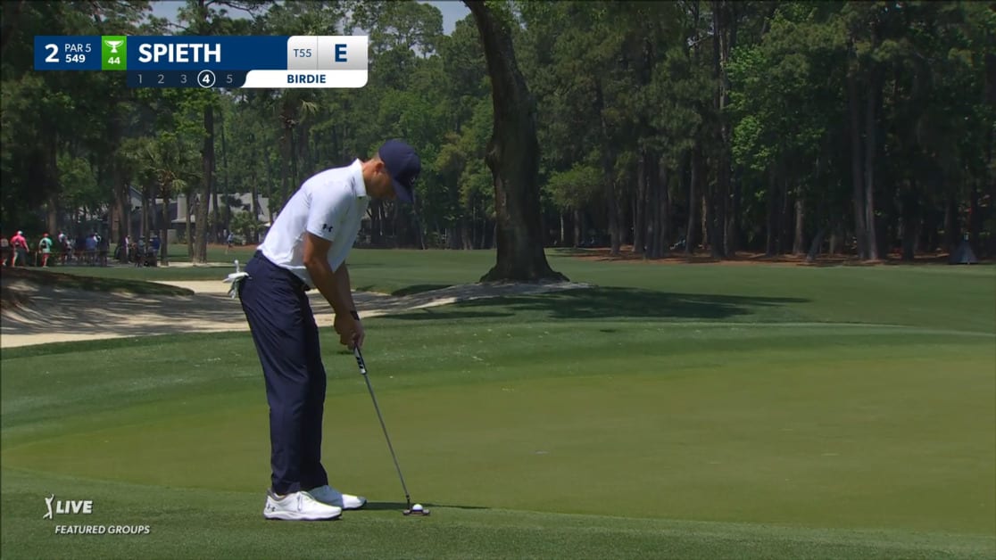 Jordan Spieth gets up-and-down for birdie at RBC Heritage