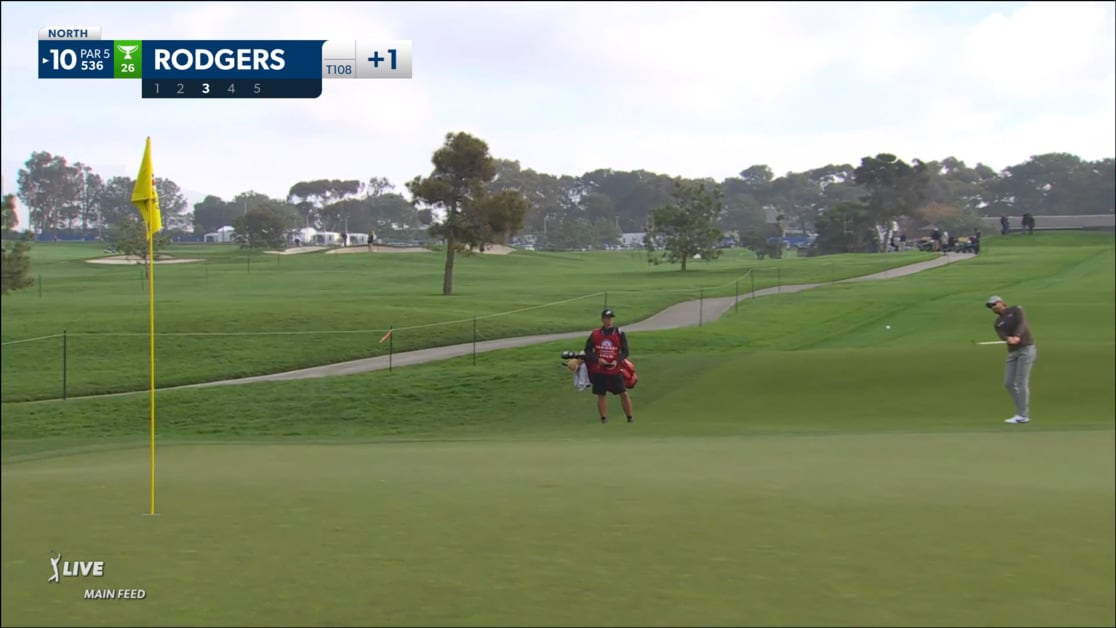 Patrick Rodgers gets up-and-down for birdie at Farmers